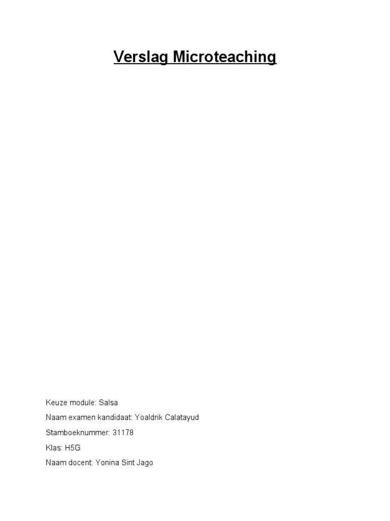 Verslag Microteaching | PDF