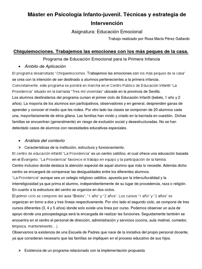 PEC 2 Educacion Emocional Uoc | PDF | Las emociones | Educación de la primera infancia