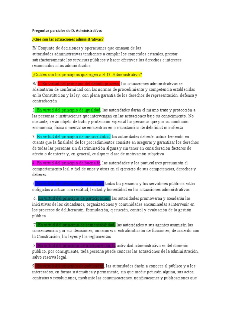 Principales conceptos y preguntas sobre el Derecho Administrativo colombiano | PDF | Petición ...