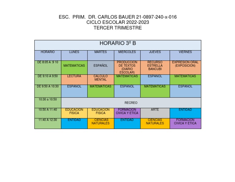 Horario Escolar 3º B 2022-2023 | PDF | Estudios de idiomas extranjeros