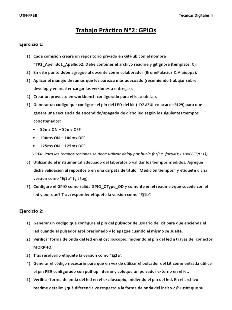 TP2 - Gpio | PDF | Gestión de tecnología de la información | Desarrollo de software