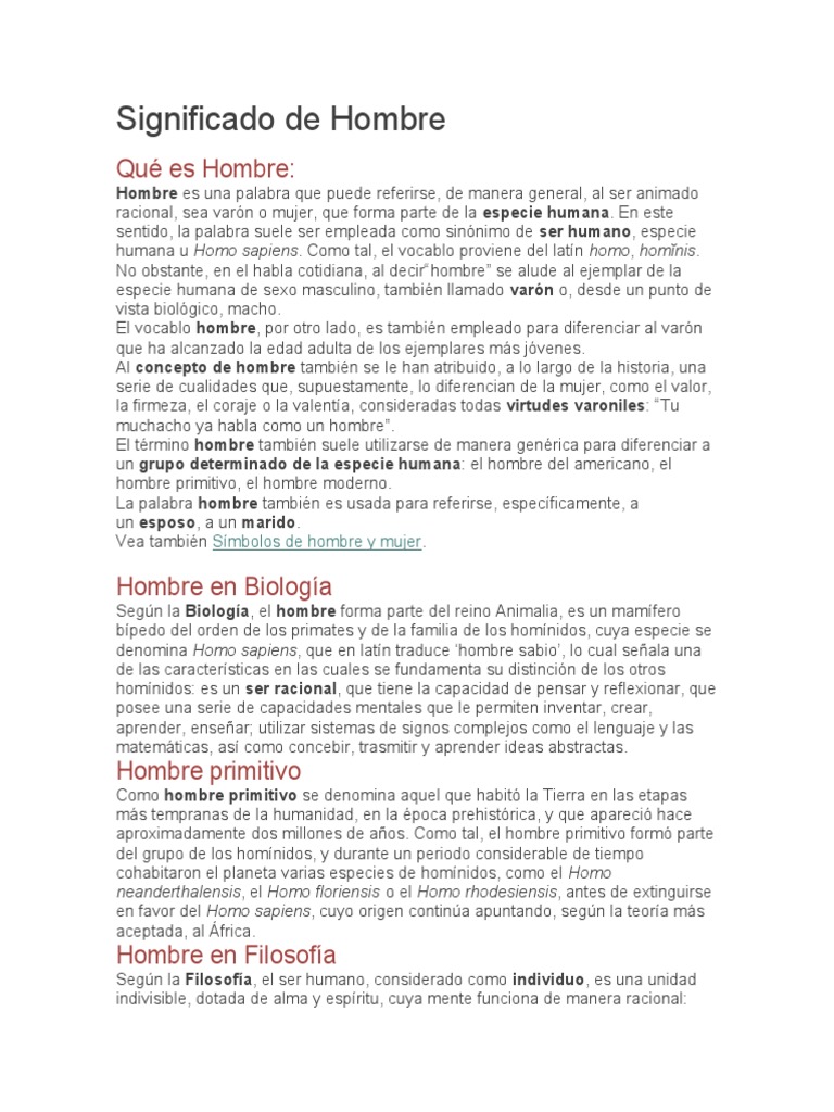 Significado de Hombre | PDF | Homo Sapiens | Homo