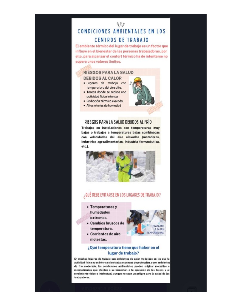 Infografía Ambiente Térmico Del Lugar de Trabajo | PDF