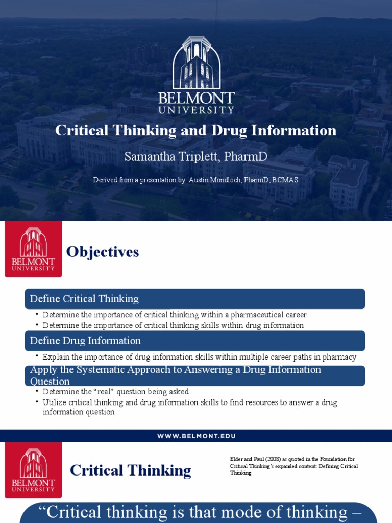Critical Thinking and Drug Information | Download Free PDF | Pharmacy ...