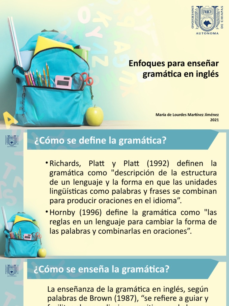 Enfoques para enseñar Gramática en Inglés | PDF | Gramática | Aprendizaje