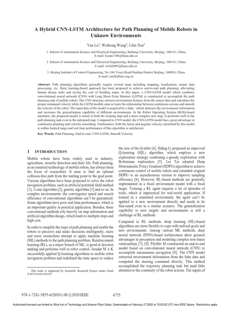 A Hybrid Cnn Lstm Architecture For Path Planning Of Mobile Robots In