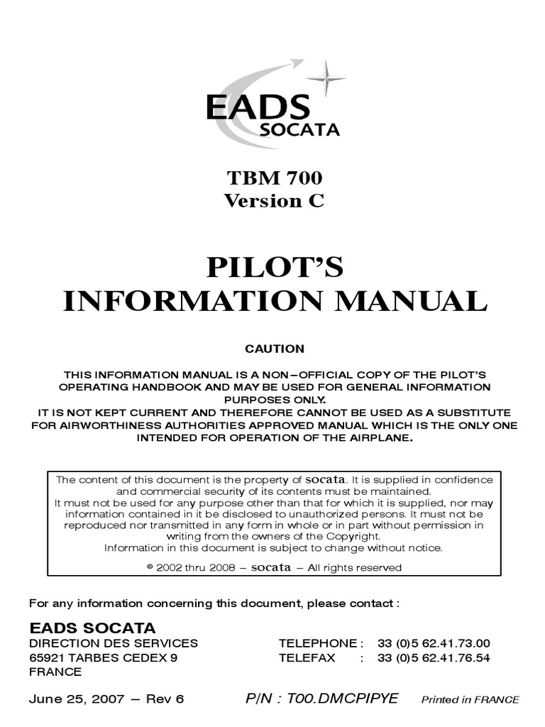 Pilot'S Information Manual: TBM 700 Version C | PDF | Instrument Flight ...