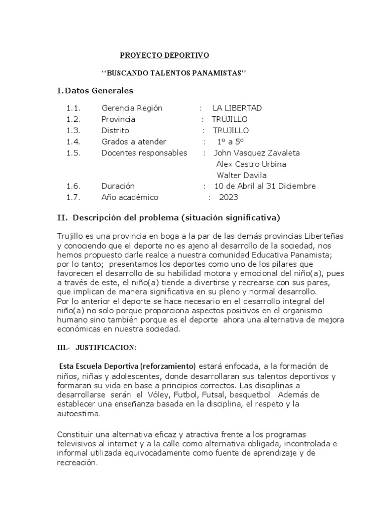 Proyecto Deportivo | PDF | Deportes | Asociación de Futbol