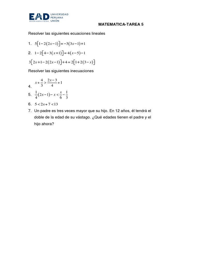 Matematica-Tarea 5 | PDF