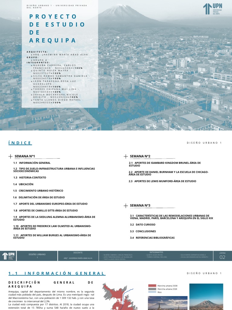 Proyecto de Estudio de Arequipa - Diseño Urbano 1 - Grupo 4 | PDF