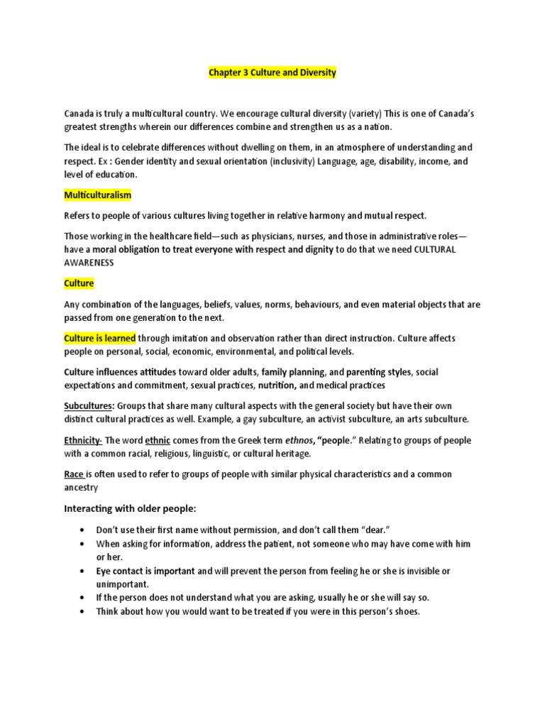 Chapter 3 Culture and Diversity | PDF
