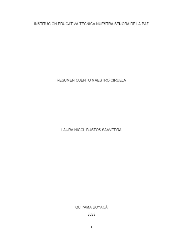 Cuento Maestro Ciruela Laura Nicol | PDF