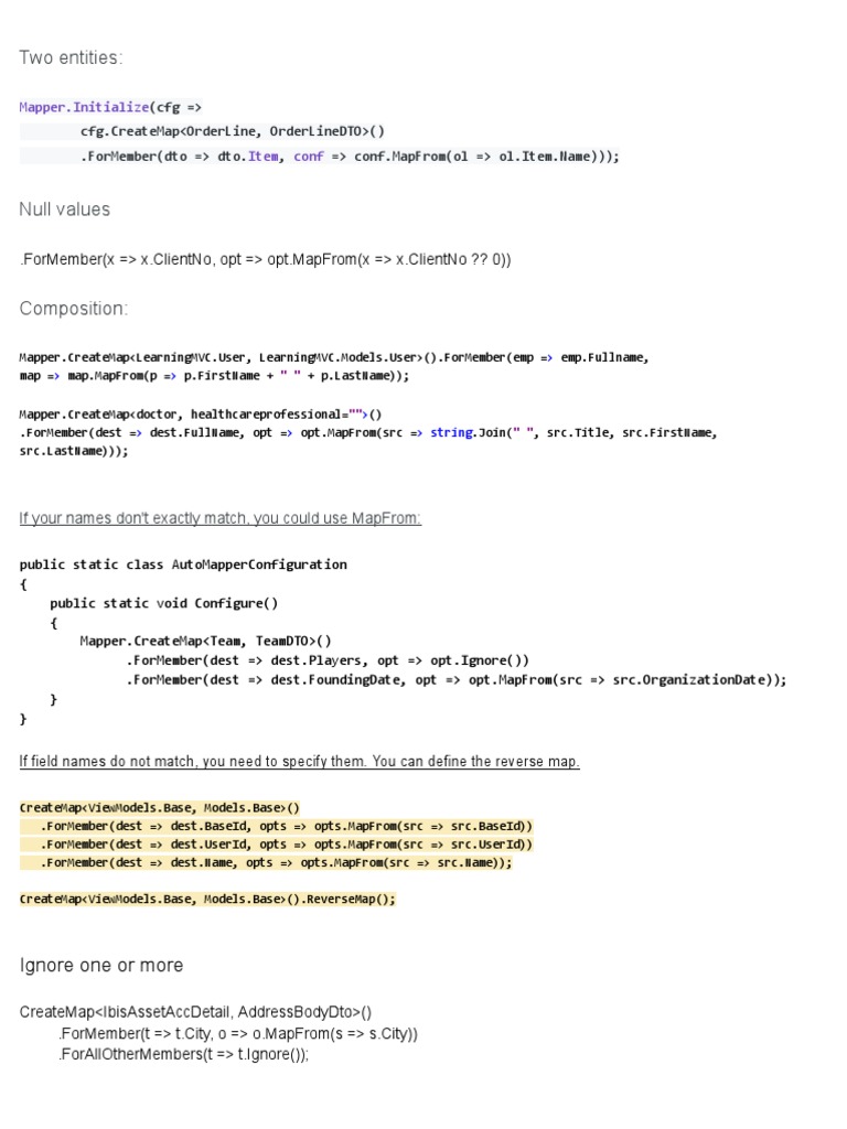 Automapper | PDF | Entity Framework | Software Development