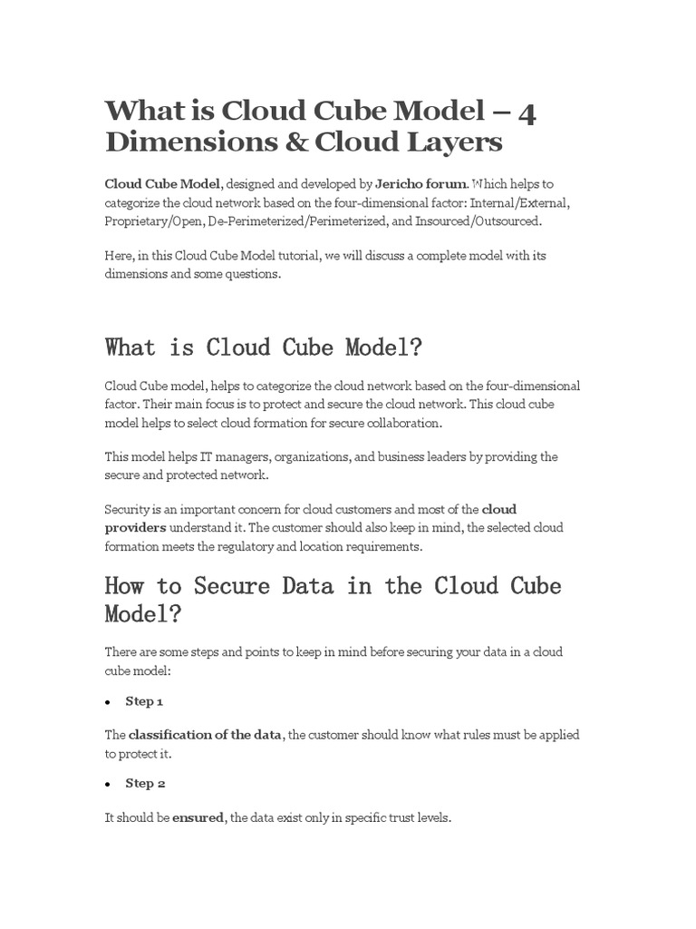 4-What Is Cloud Cube Model - 4 Dimensions | PDF | Cloud Computing | Outsourcing