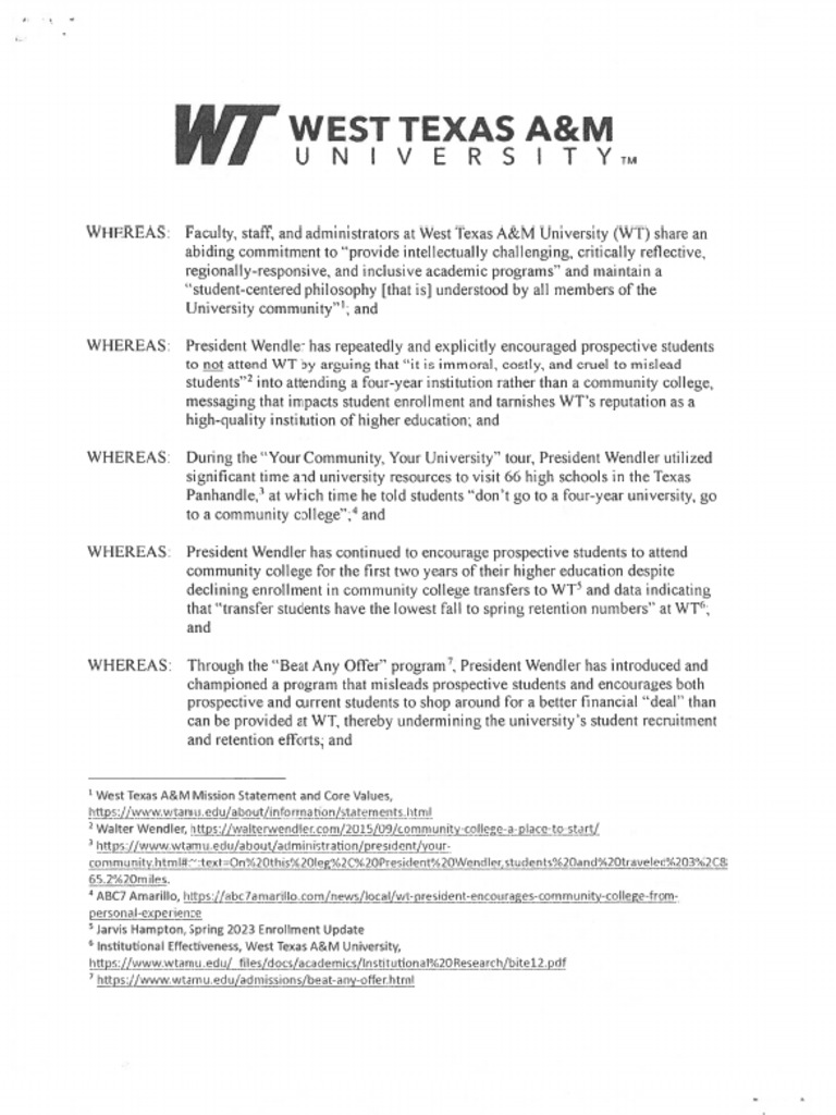 Resolution On WT No-Confidence Vote | PDF