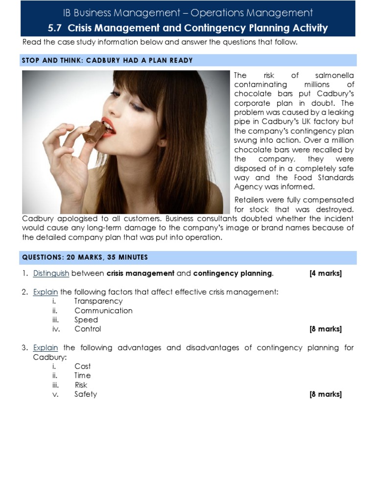 5.7a Activity - Crisis Management and Contingency Planning Activity | PDF