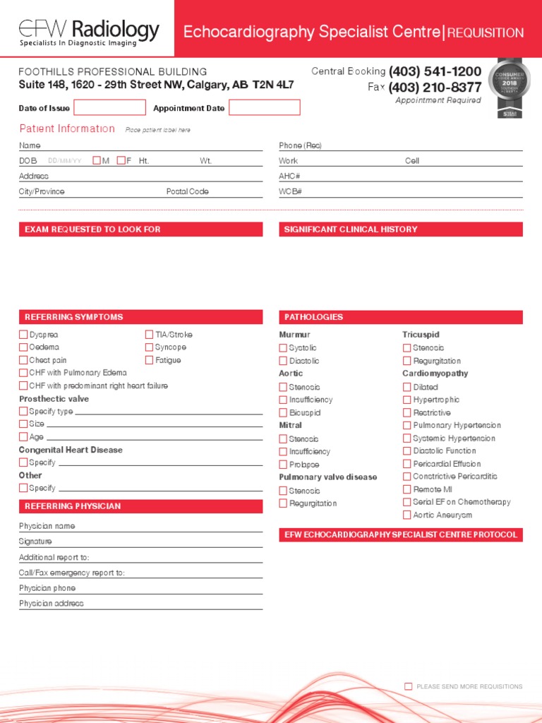 Echocardiogram Requisition | PDF | Echocardiography | Thorax (Human ...