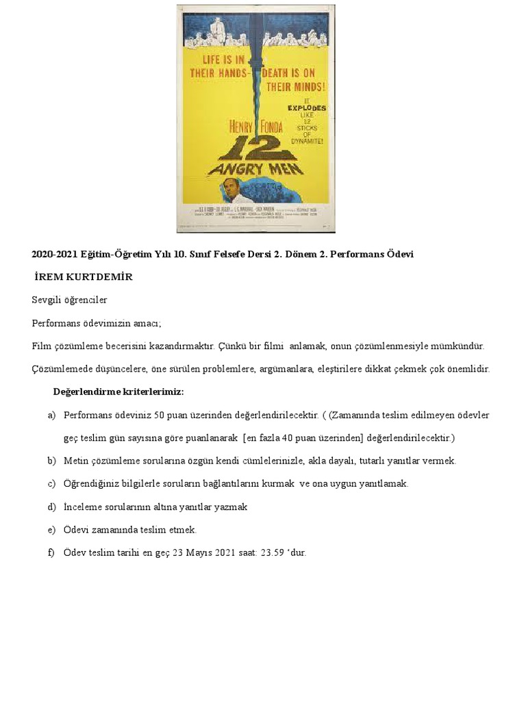 2020-2021 Eğitim-Öğretim Yılı 10. Sınıf Felsefe Dersi 2. Dönem 2. Performans Ödevi İrem ...