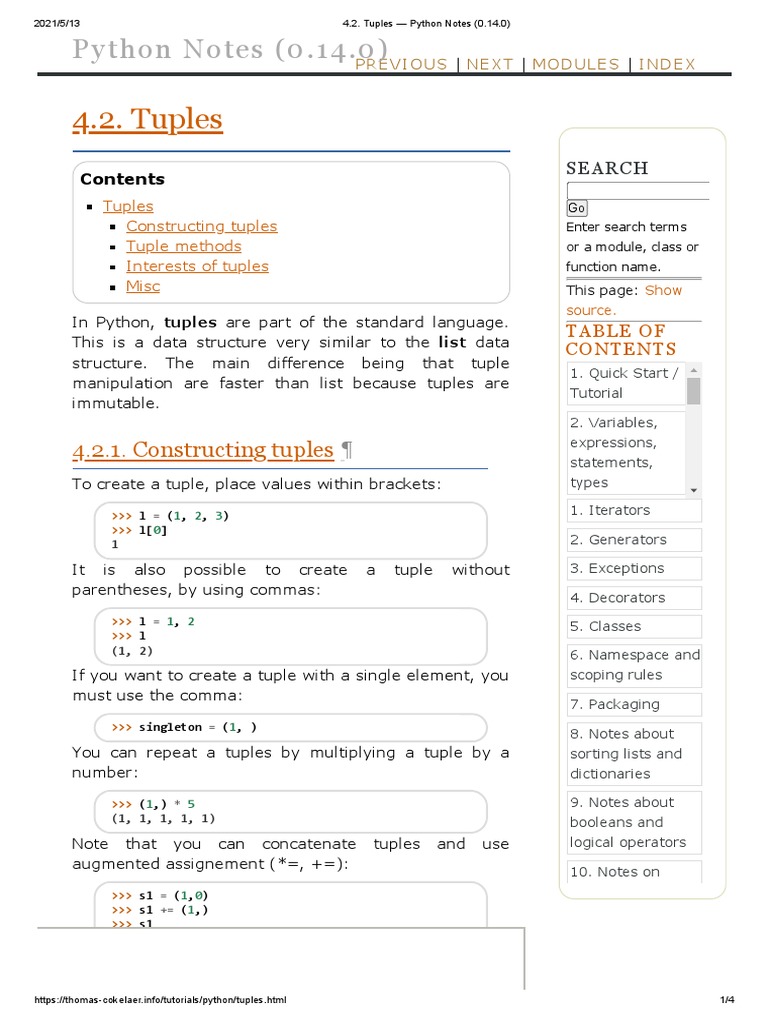 42 Tuples Python Notes 0140 Pdf Computer Programming Software Engineering 