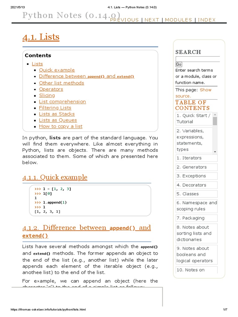 41 Lists Python Notes 0140 Pdf Scope Computer Science Python Programming Language 