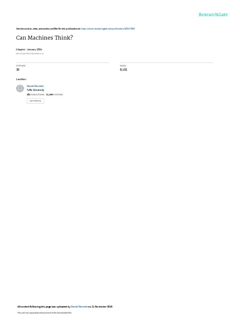 Can Machines Think | PDF | Cognitive Science | Cognition