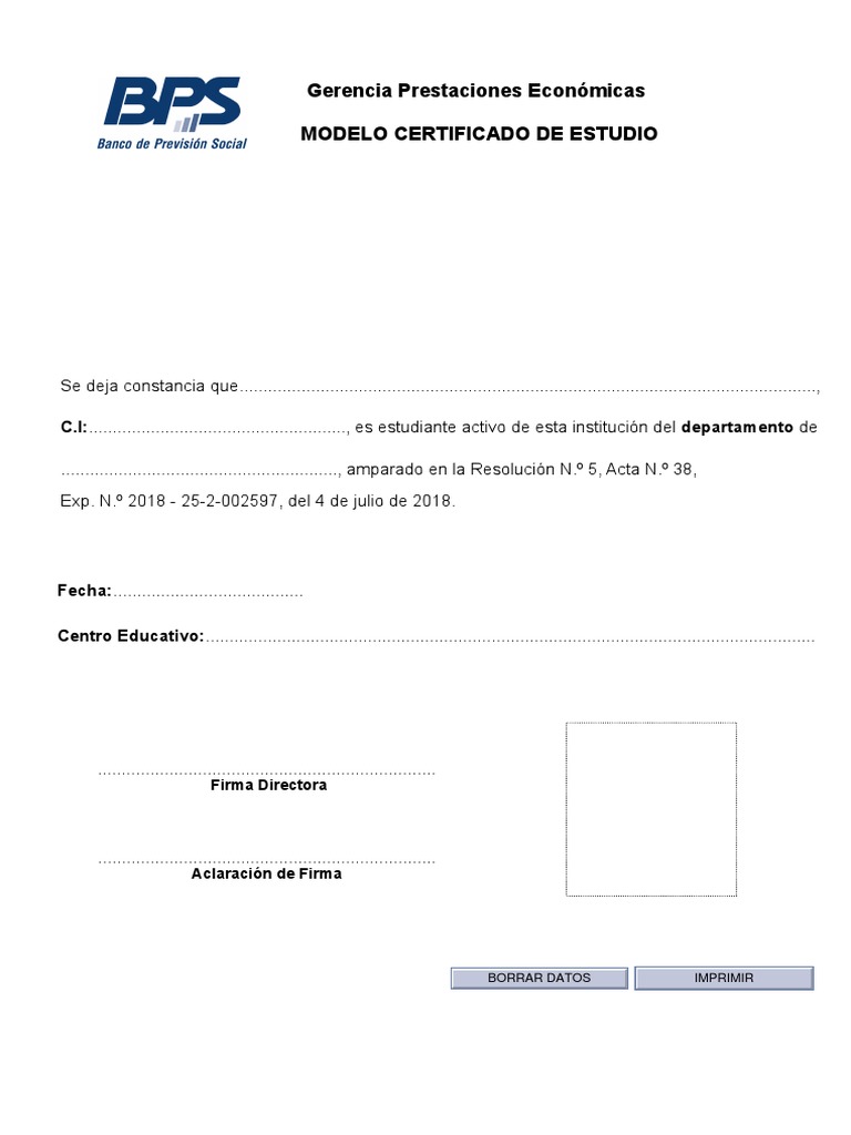 Modelo Certificado de Estudio | PDF