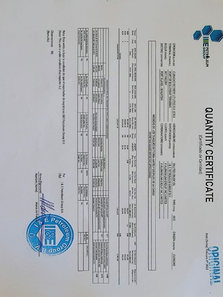 Quantity Certificate | PDF