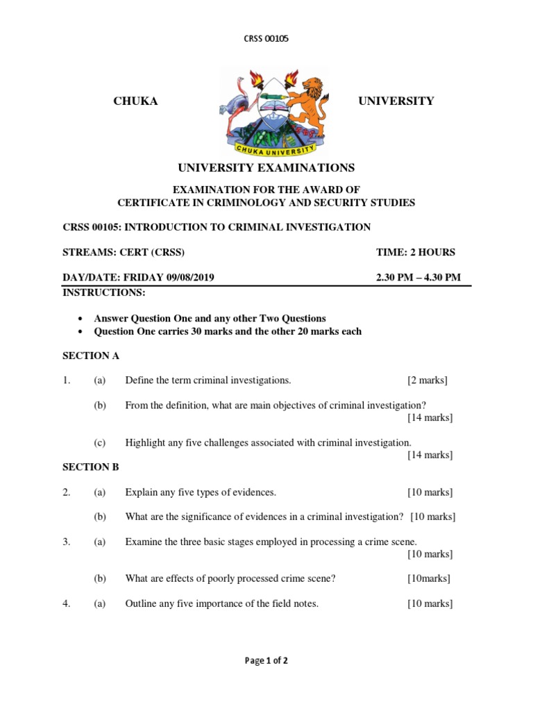 Chuka University: CRSS 00105 | PDF