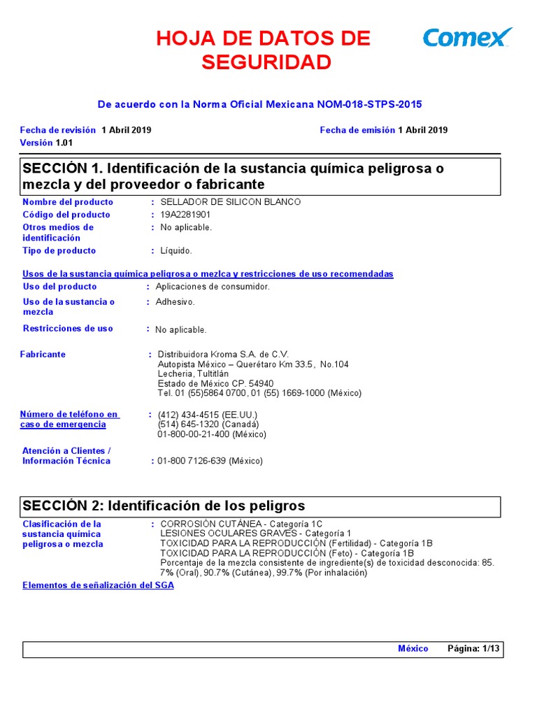 HDS - Sellador Silicon Blanco | PDF | Relaciones personales, crianza y ...
