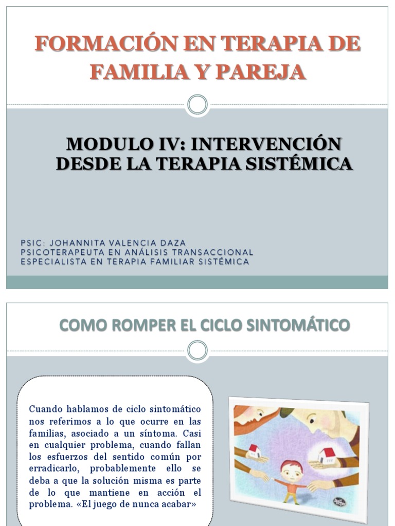 Formación en Terapia de Familia Y Pareja: Modulo Iv: Intervención Desde La Terapia Sistémica ...