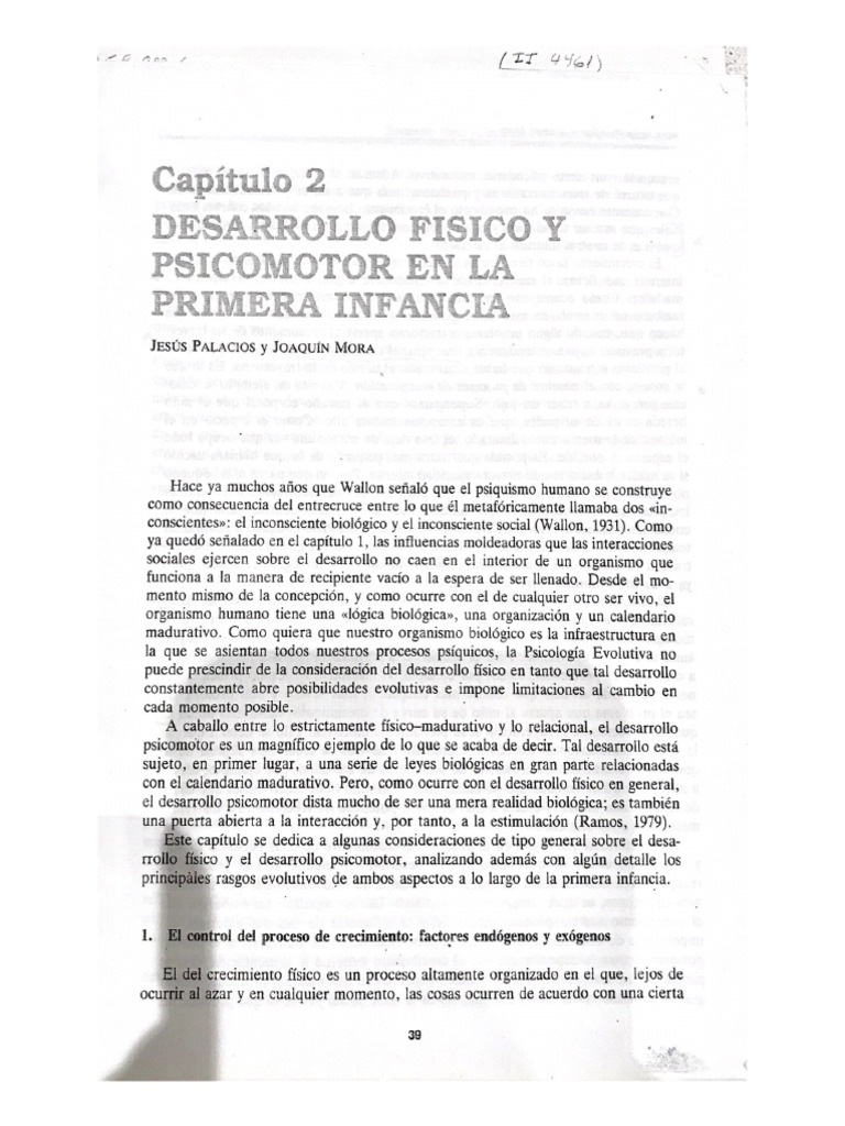 10 Desarrollo Fisico y Motor en La Primera Infancia - Palacios | PDF