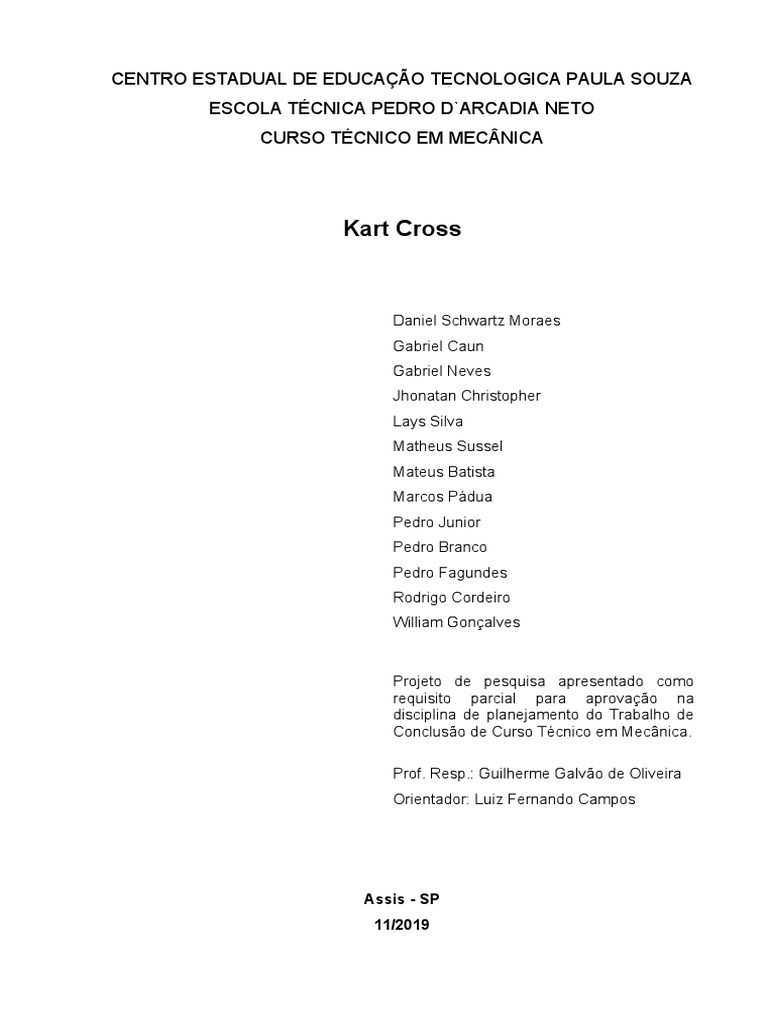 Modelo de Projeto de TCC | Download grátis PDF | Motores | Motocicleta