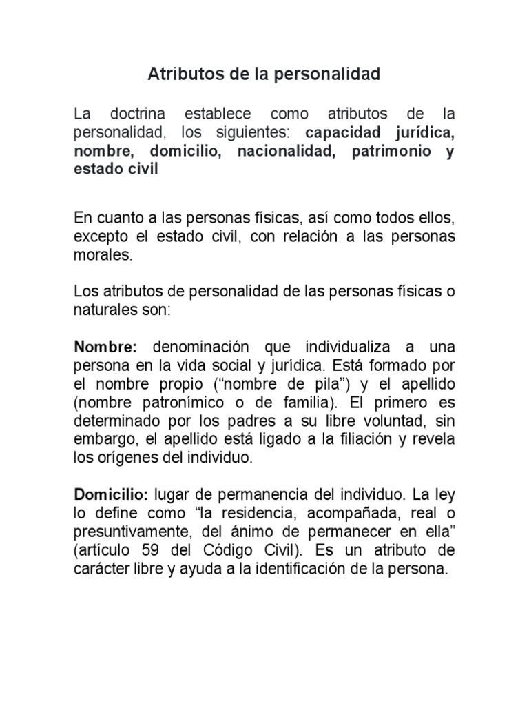 Atributos de La Personalidad | PDF | Nacionalidad | Bienes (Ley)