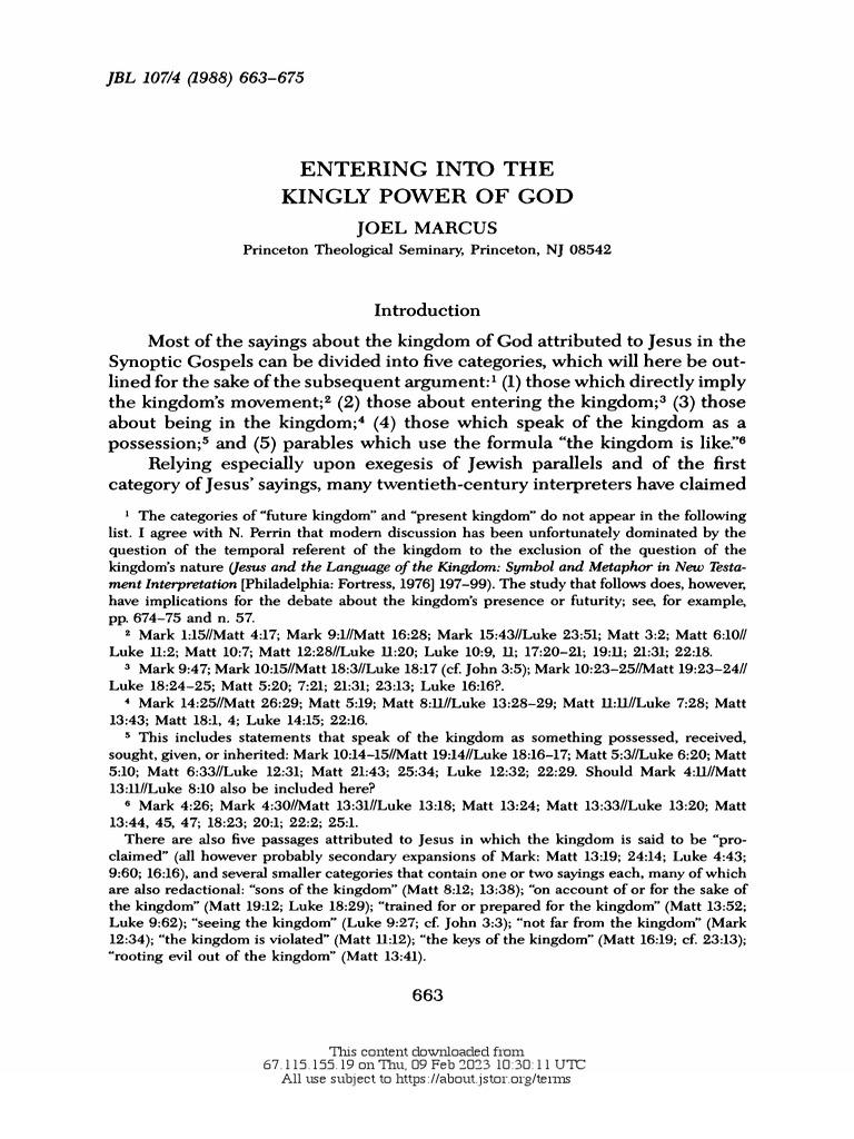 Understanding God's Kingly Power | PDF | Gospel Of Mark | Jesus