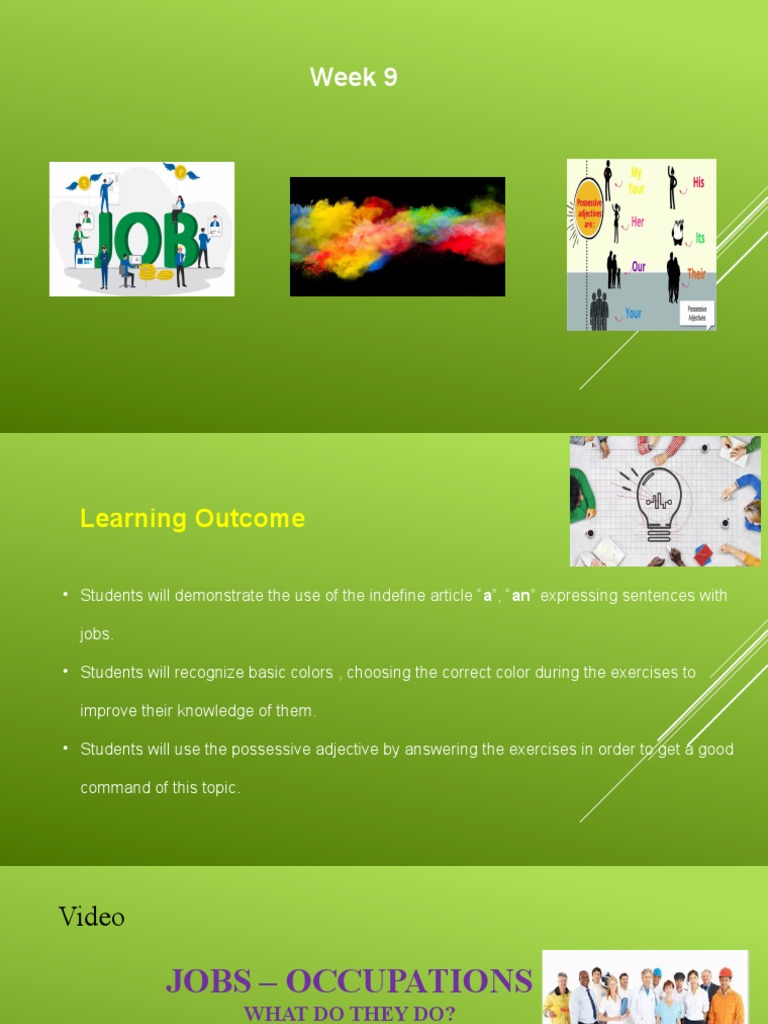 Jobs, Colors Possessive Adjectives Students | PDF | Human Communication ...
