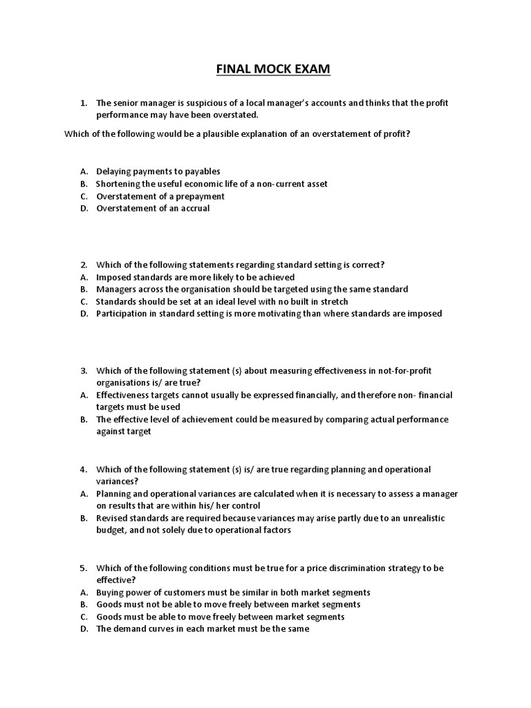 Final Mock Exam | PDF