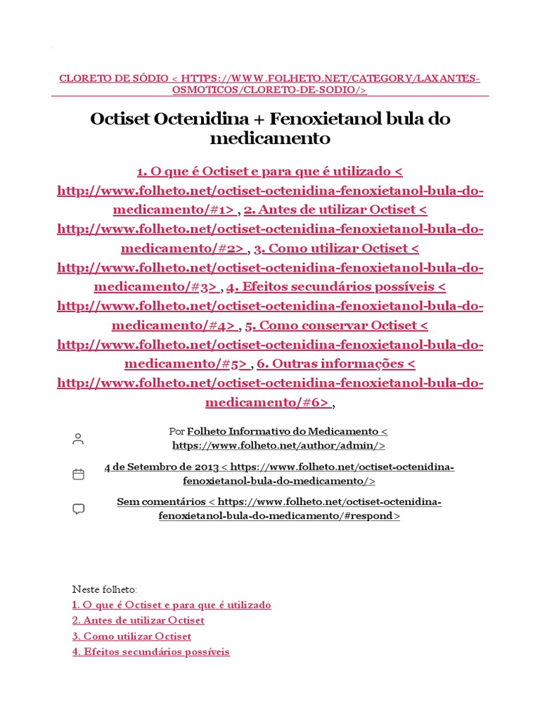 Octiset Octenidina + Fenoxietanol Bula Do Medicamento - Folhetos, Bulas ...