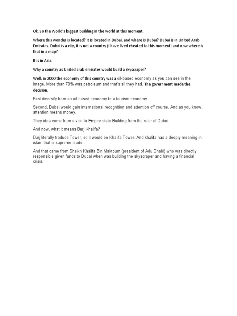 Burj Khalifa Text | PDF | Travel