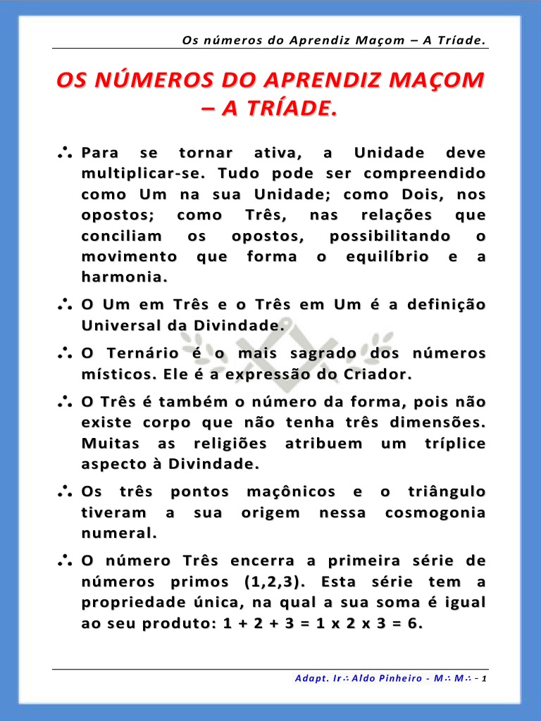 Os Números Do Aprendiz - 03 A Tríade | PDF
