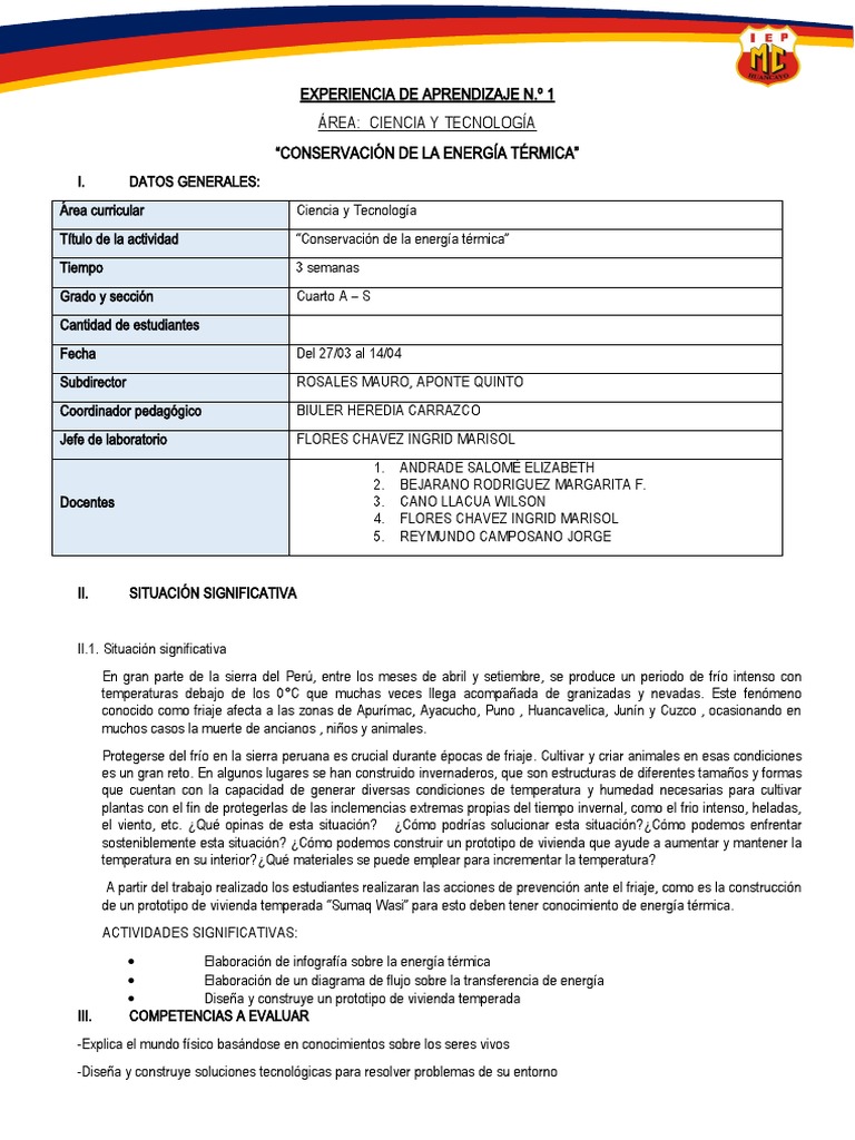 1-CyT - UNIDAD DIDACTICA 4to | PDF | Aprendizaje | Naturaleza