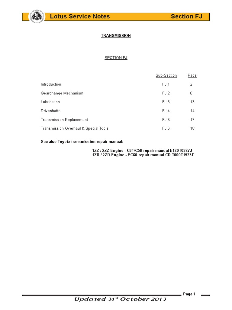 C56 C64 EC60 Toyota Tranny | PDF