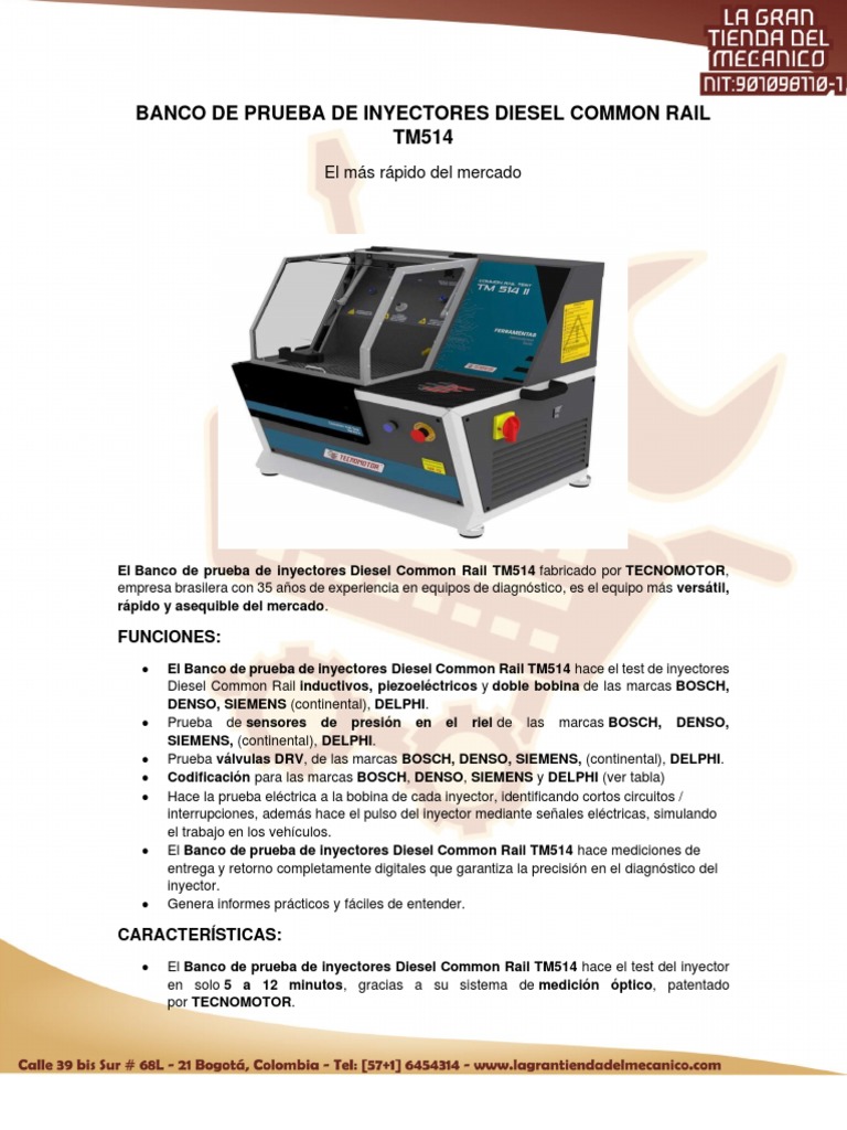 Tm514 Banco De Prueba De Inyectores Diesel Common Rail Pdf
