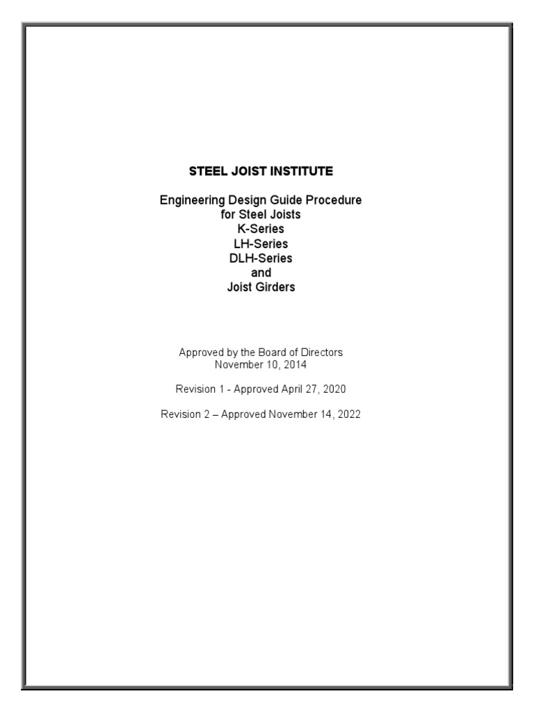 Steel Joist Institute Engineering Design Guide Procedure For Steel ...