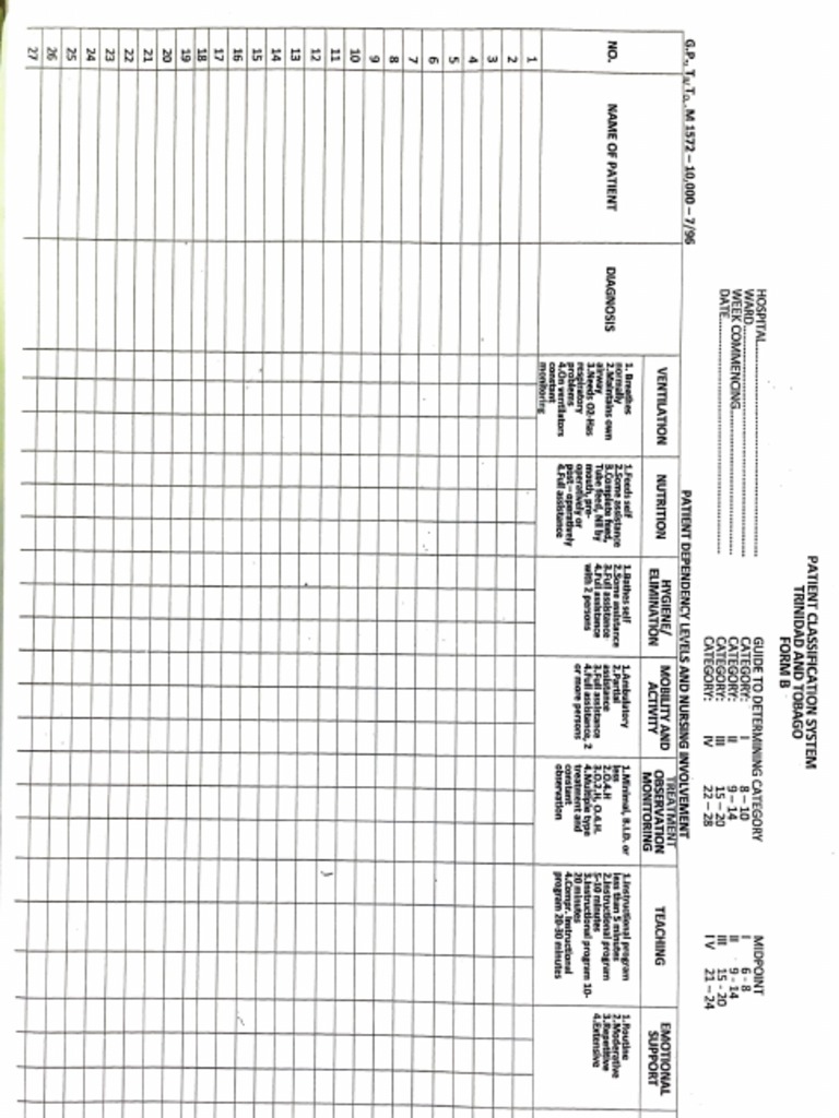 Patient Classification Form Pdf Social Programs Causes Of Death