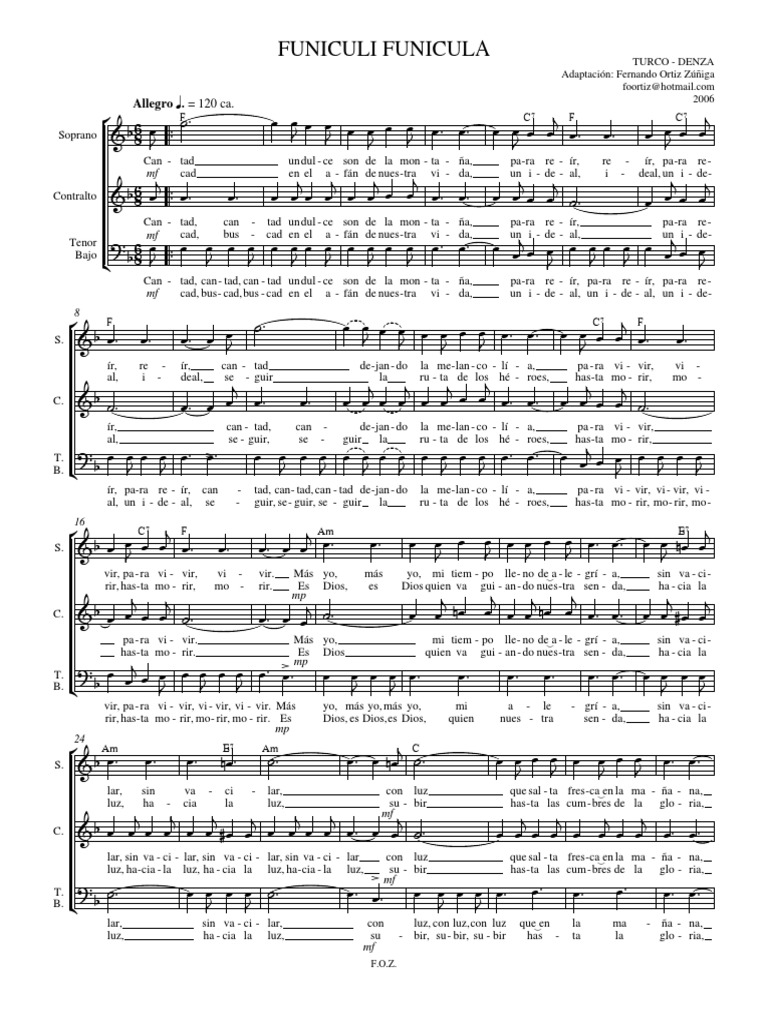 Funiculí Funiculá (3 V.mixtas) | PDF