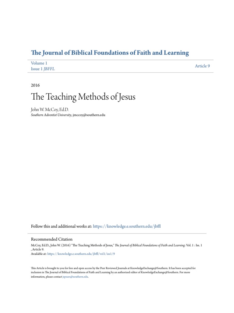 The Teaching Methods of Jesus | PDF | Jesus | Teaching Method