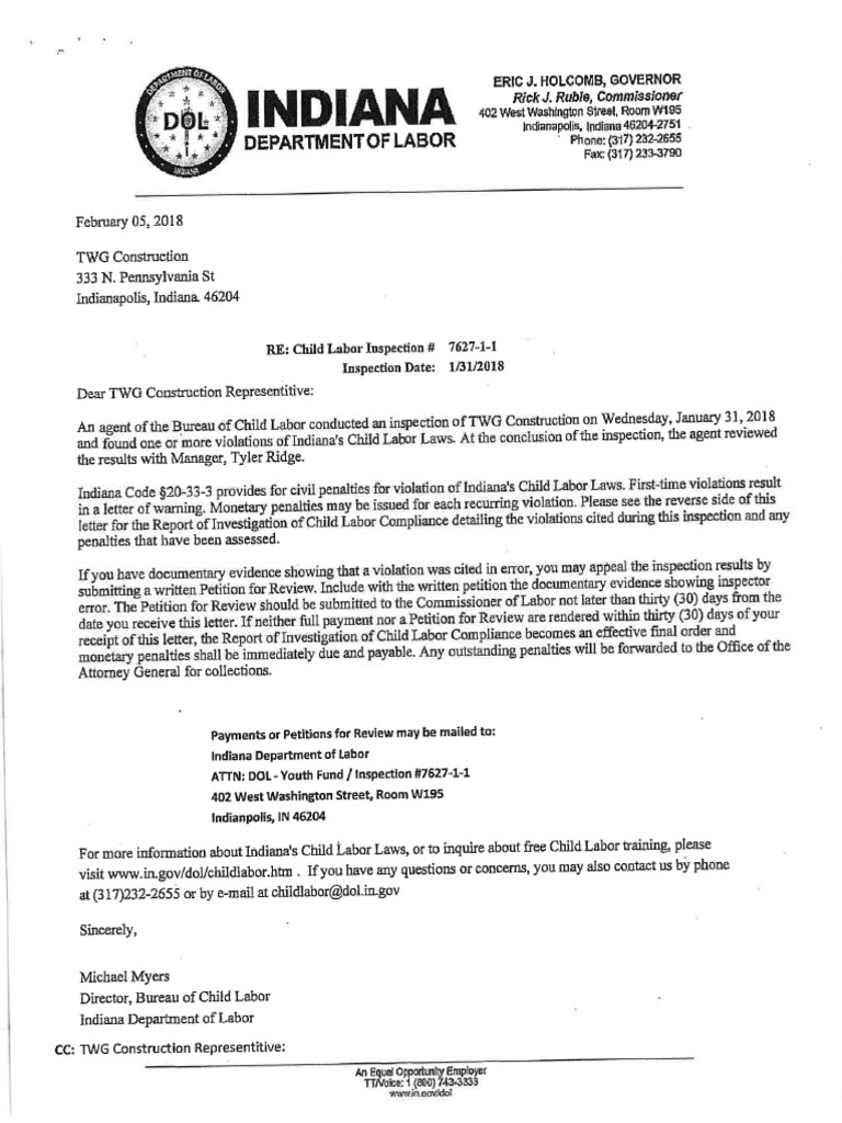 Labor Laws Citations in Indiana | PDF