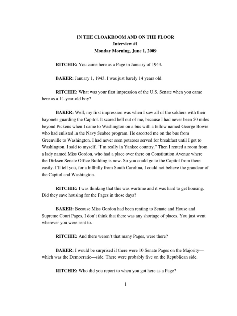 Bobby Baker Interview | PDF