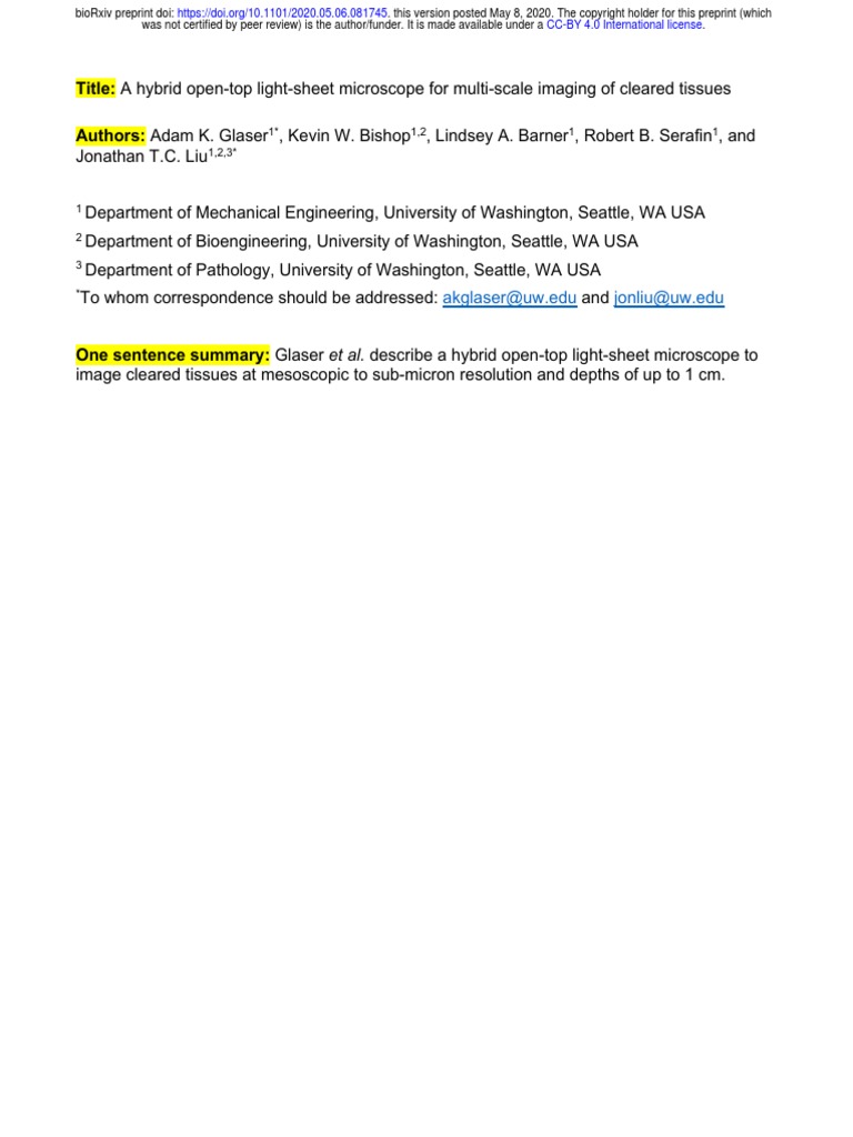 A Hybrid Open-Top Light-Sheet Microscope | PDF | Microscopy | Optics