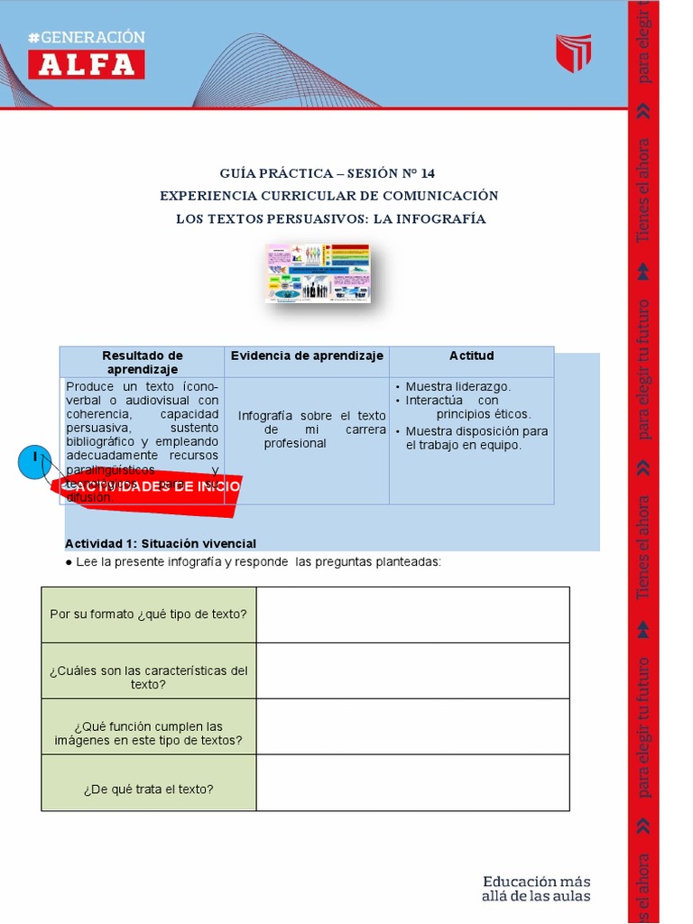 Guía Práctica - Sesión #14 Experiencia Curricular de Comunicación Los Textos Persuasivos: La ...